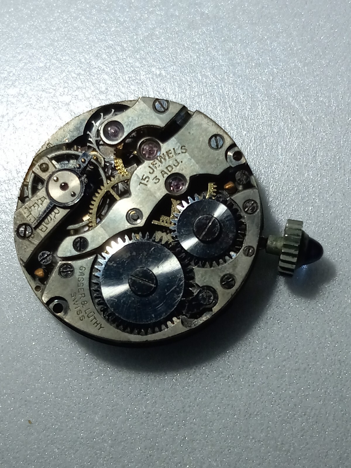 Rare Vintage GASSER & LUTHY Men’s Swiss Watch Movement 15 Jewels / Runs ...