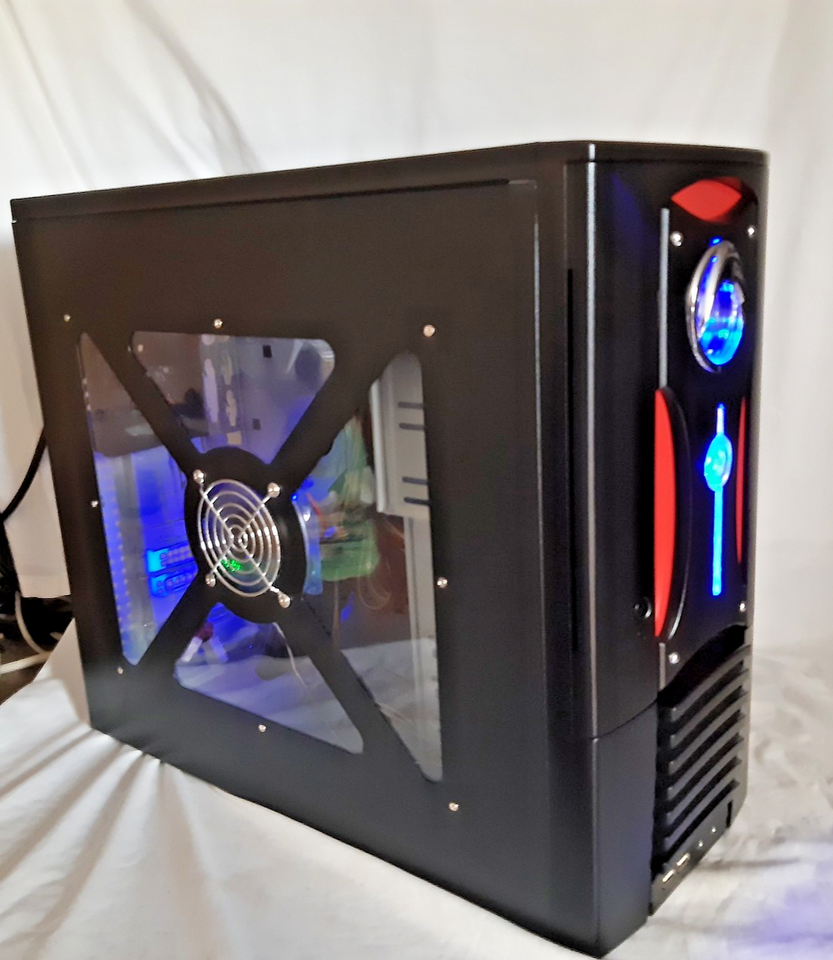 VINTAGE 10 BAY, AXIO GAMERS CASE, 350W PSU INCL, RED AND BLACK W/ BLUE ...