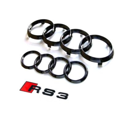 Emblème avant et arrière RS3 autocollant noir brillant pour Audi A3 S3 ...