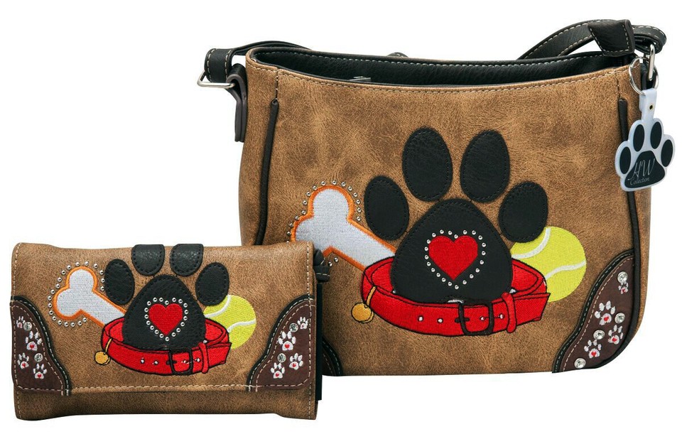 Dog Paw Print Handbag Crossbody Purse Wallet Shoulder Bag Western Style ...