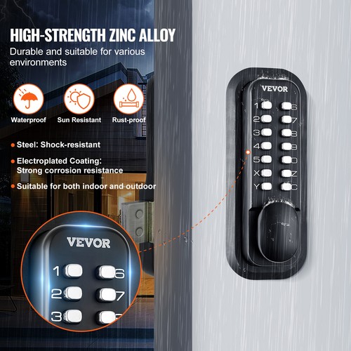 VEVOR Mechanical Keyless Entry Door Lock 14 Digit Keypad Surface ...