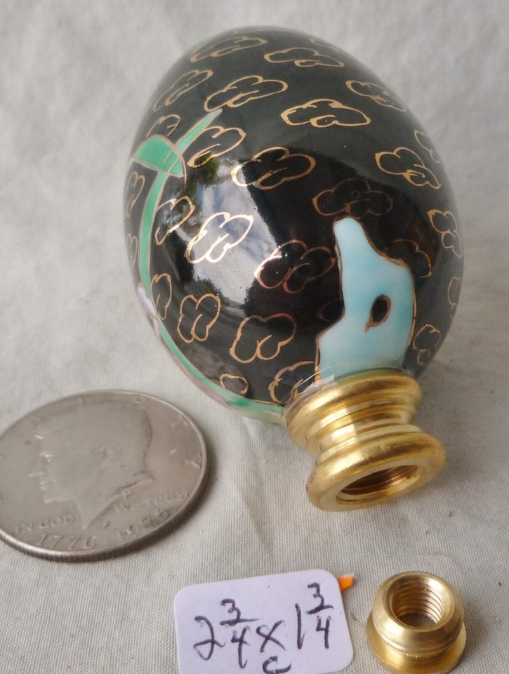 Lamp Finial Enamel Cloisonne over Porcelain Egg 2 3/4" h x 1 3/4" d ...