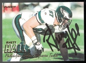 1997 FLEER RHETT HALL DT EAGLES SIGNED NFL FOOTBALL CARD | eBay