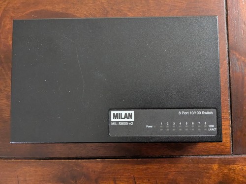 Milan Mil-s800i-v2 8 Port 10/100 Ethernet Port Switch Ac100-240v, 0.3a ...