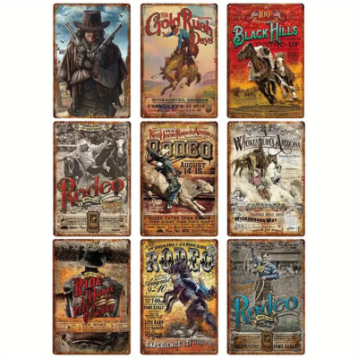 Cowboy Western Tin Aluminum Sign Retro Metal Wall Home Decor Art Rustic ...