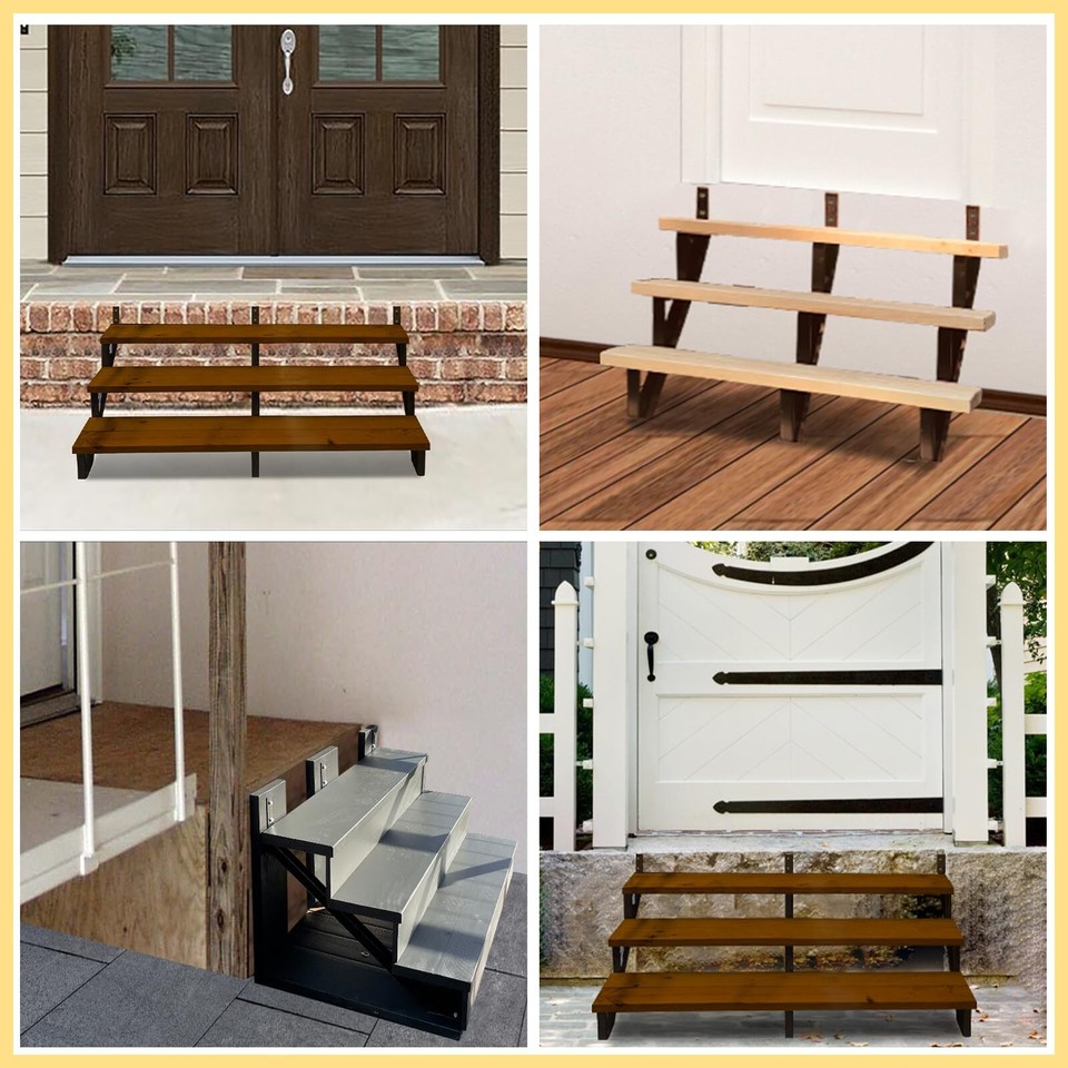 3 Packs Metal Stair Step Stringers 3 Step Steel Riser Stringer For 27 ...