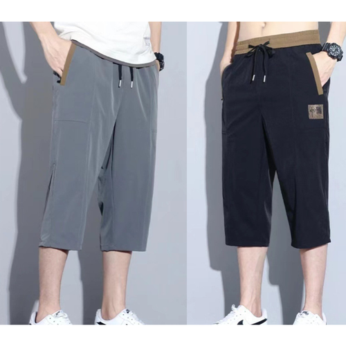 Summer Cool Cropped Pants Men's Straight Leg Loose Casual Thin Shorts ...