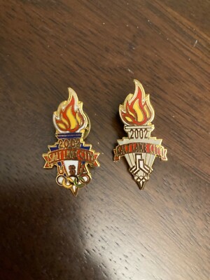 2002 Salt Lake City torch pins, SLC bid logo rings USOC NOC winter ...