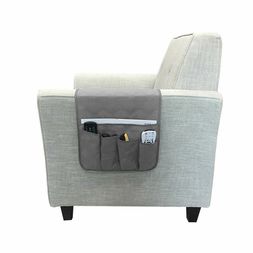 5 Pocket Sofa Arm Rest Organizer Caddy Couch Tray Remote Control Holder ...