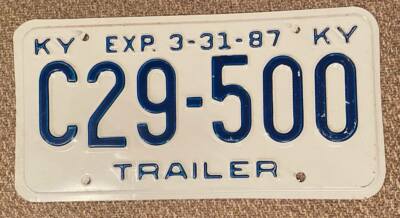 Kentucky 1987 TRAILER License Plate C29-500 | eBay