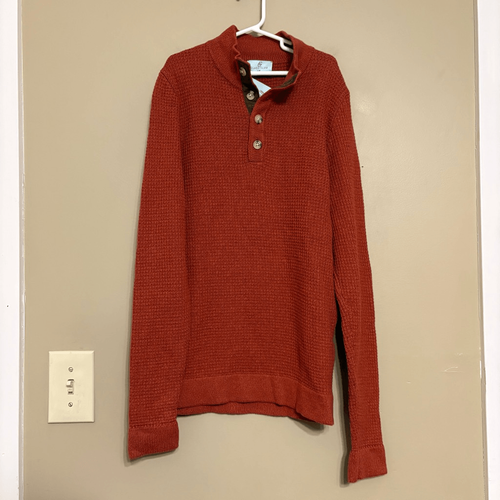 Class Club Boys Burnt Orange Waffle Knit Quarter Button Down Sweater 14 ...