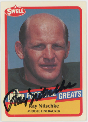 Ray Nitschke 1989 Swell Pro Football Greats HOF Signed Card #96 29383 ...
