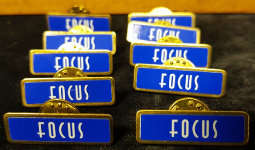 Vintage NOS 10X FOCUS Pins Lot of 10 Royal blue + gold tone w/ backs ...