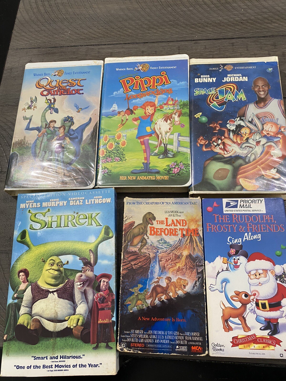 Lot of 6 Animated Children’s VHS Movies - Shrek Big Box, Space Jam ...