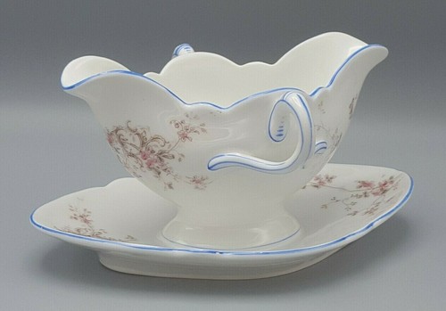 sehr alte KPM Krister? Porzellan SAUCIERE blau-Rand & rosa Blumen ...