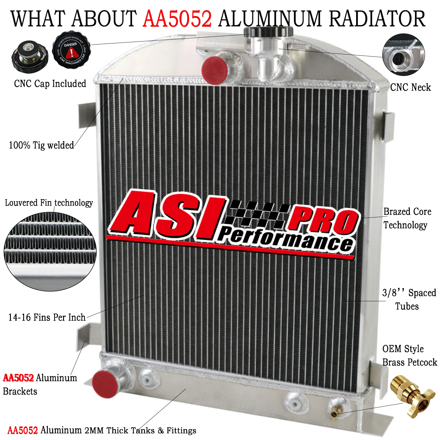 4 ROW Radiator For 1928-1932 Ford Hot Rod Chopped w/Ford 302 V8 Engines ...