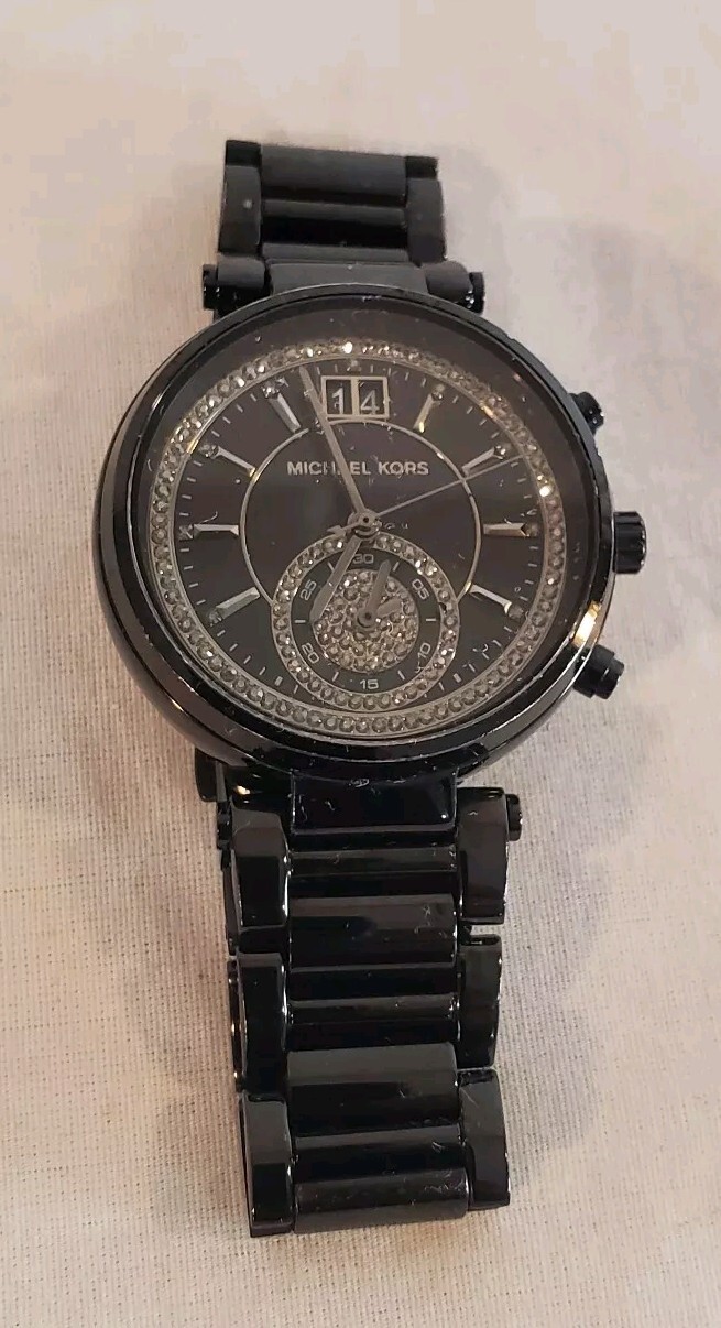 Michael Kors Special Edition Sawyer XOXO Black Stainless Watch 39mm ...