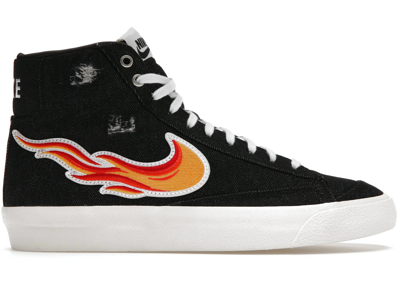 Nike Blazer Mid 77 VNTG Cleveland Rocks Denim Flames Fire DQ7635-001 sz ...