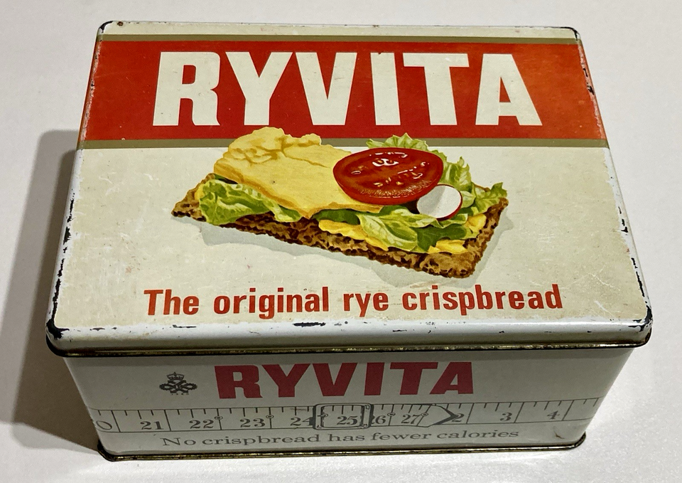 Vintage RYVITA The Original Rye Crispbread White Metal Kitchen Storage ...