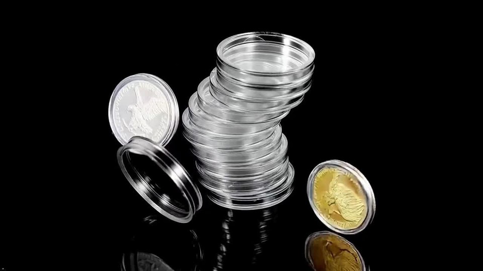 100 PCS 40.6MM Clear Round Coin Capsules Plastic Coin Holders With ...