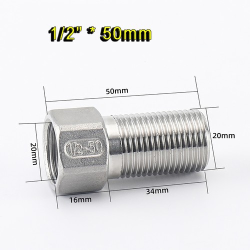 1/2" BSP 304 Stainless Steel Male-Female Thread Connector Pipe Fitting ...