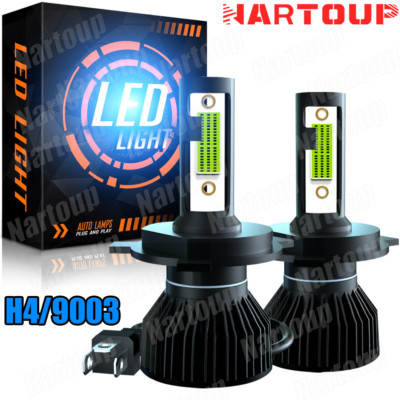 COB H4 Blue LED Headlight Kit Light Bulbs High Low Beam 8000K Super ...
