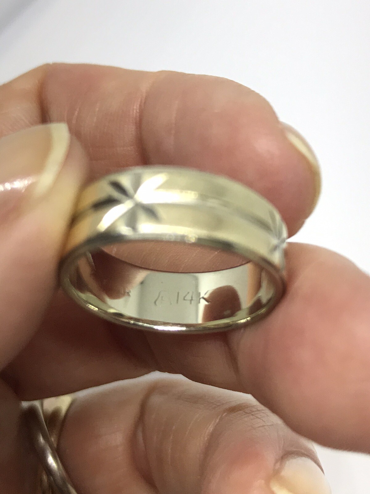 Ring Kaynar 14k Band 5.3 Grams White Yellow Gold Starburst 6.5mm Wide ...