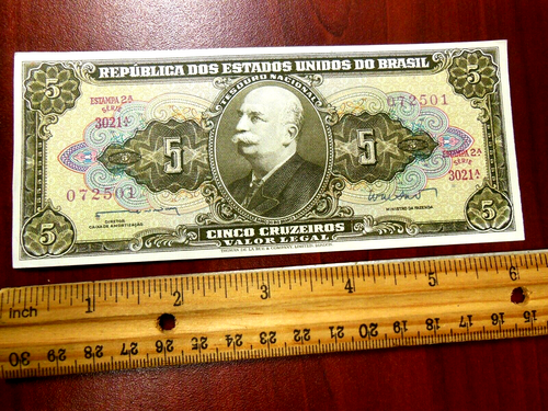 1962 Banco Central Do Brazil Five (5) Cruzeiros Note | eBay