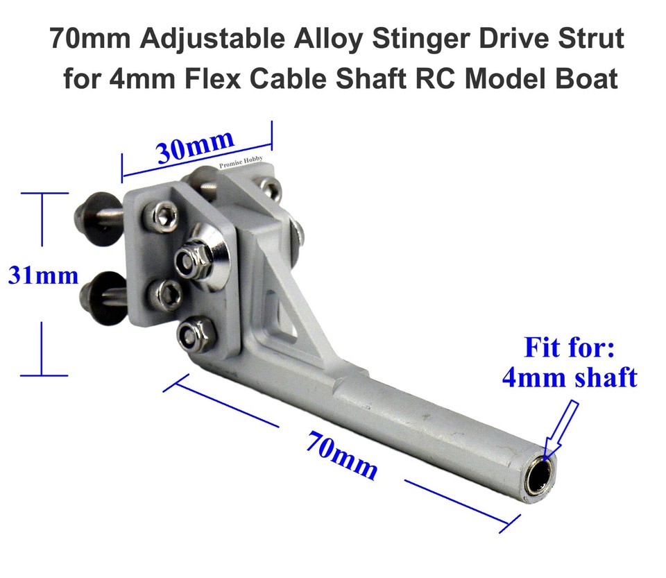 Adjustable Alloy Stinger Drive Strut for 4mm Prop Shaft Flex Cable RC ...