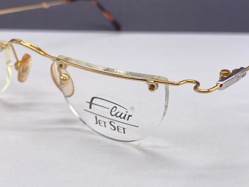 Flair Eyeglasses Frames woman Reading Half Round Oval Gold Rimless Jet ...