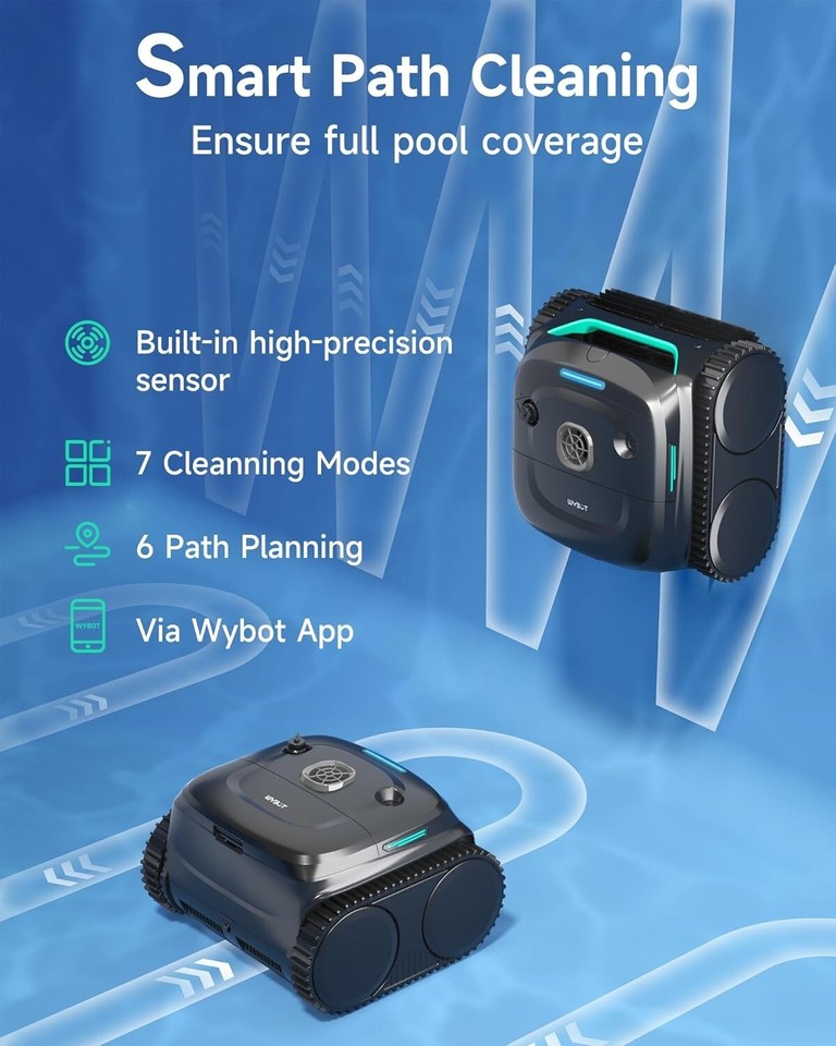 WYBOT C2 Robotic Pool Cleaner, Cordless Pool Vacuum for Inground Pools ...