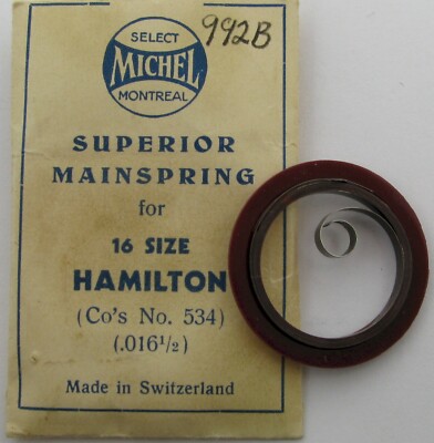 New old stock Hamilton 16s 534 Mainspring x 1 piece blue alloy | eBay
