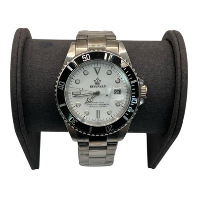 Reginald Mens Wrist Watch Silver White Black Analog Quartz New Battery ...