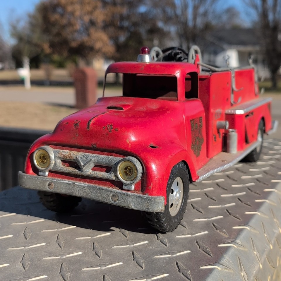 Vintage Tonka Pressed Steel Fire Truck No. 5 Red USA 1950s Original | eBay