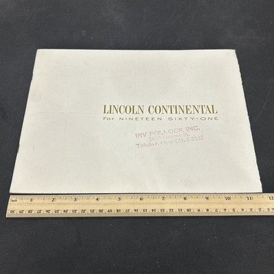 Vtg Original LINCOLN CONTINENTAL FOR NINETEEN SIXTY-ONE 1961 SALES ...