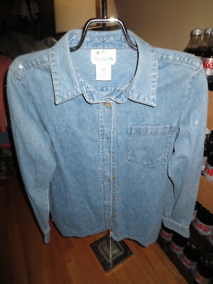 Women's The Quacker Factory Denim Shirt W/Sequins Size S Very Good ...