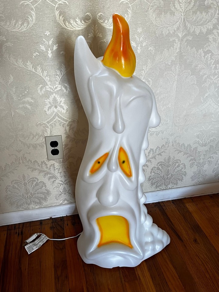 36" Blow Mold Halloween 2 Sided Melting Ghost Face Candle General Foam ...
