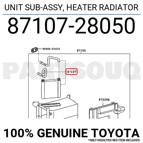 8710728050 Genuine Toyota UNIT SUB-ASSY, HEATER RADIATOR 87107-28050 | eBay