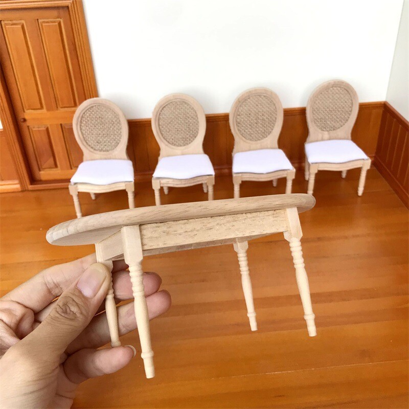 5 Stück Maßstab 1:12 Puppenhaus Miniatur Stühle Esstisch Stühle Tabelle ...