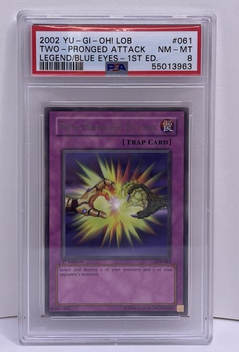 Two Pronged Attack Rare | Yugioh PSA 8 LOB-061 1st Edition Legend Of ...