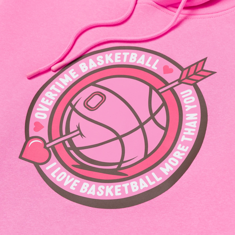 OVERTIME - ADULT HOODIE - I LOVE BASKETBALL HOODIE - PINK - SIZE S ...
