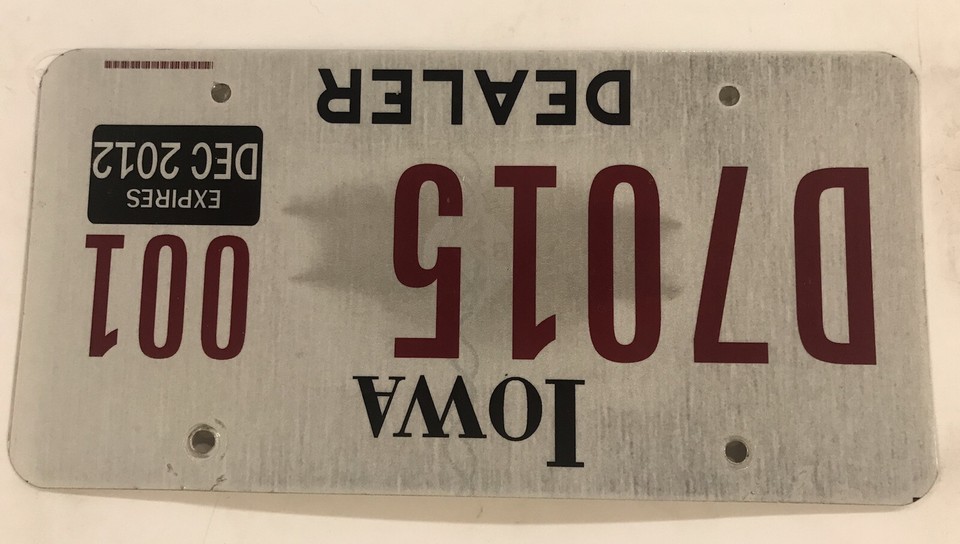 IA DEALER low 1 license plate Ford GMC Chevy Dealership Chrysler Dodge ...