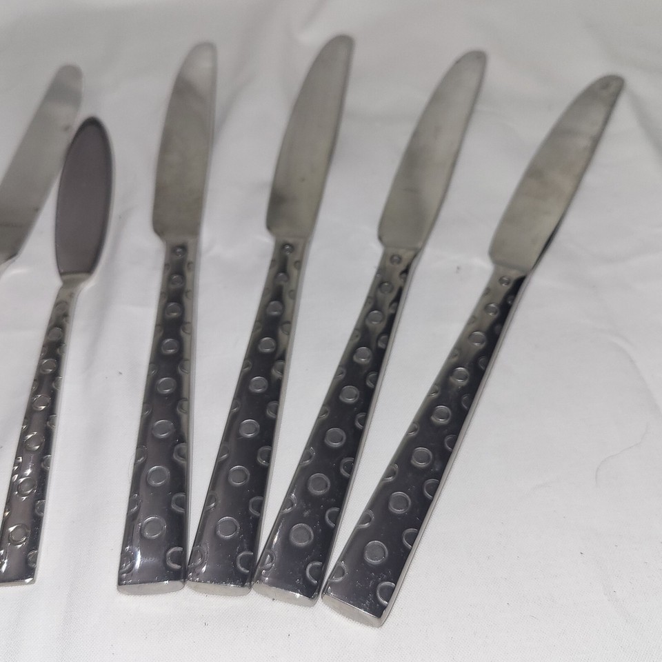 Oneida 18 / 10 Cirque Stainless Flatware Circle Dots 8 DINNER 1 BUTTER KNIFE | eBay