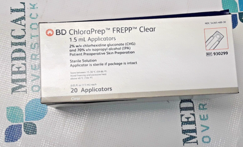 930299 - BD - CHLORAPREP FREPP CLEAR - 1.5mL APPLICATORS - BOX OF 20 ...