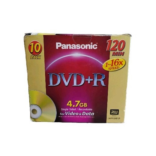Panasonic DVD+R Video & Data Discs 4.7GB 120min 1-16x Speed Pack 10 NEW ...