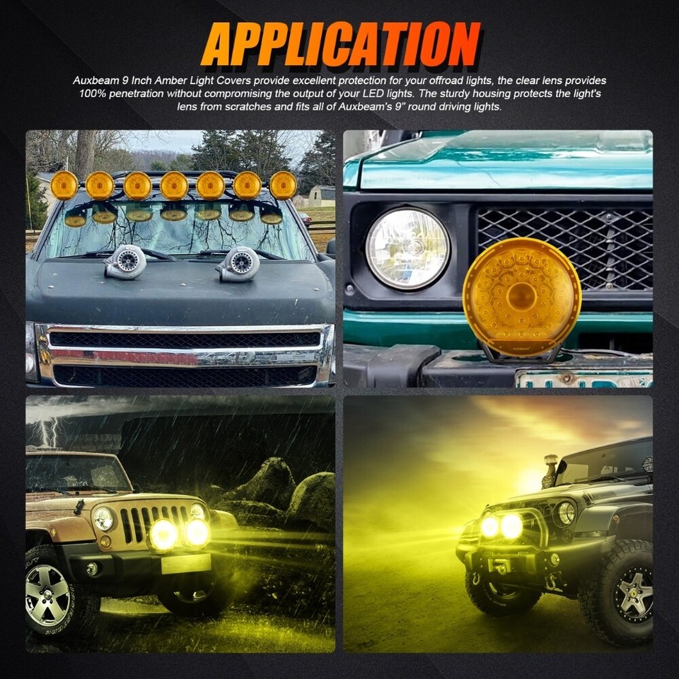 9'' Round Offroad Light Yellow Cover Driving Lights Work Lights ...