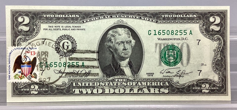 1976 U.S. $2.00 Note USPS Cancelled Stamp 4/13/76 - 3 Consecutive ...