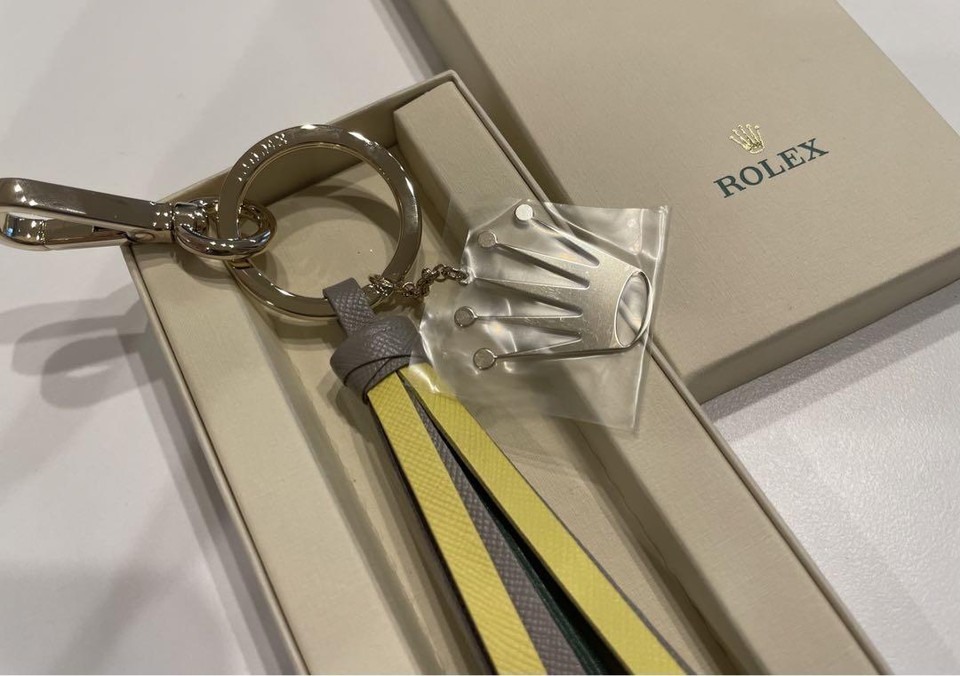 ROLEX Novelty Silver Crown Logo&Tassel Key Ring Key Holder Bag Charm ...
