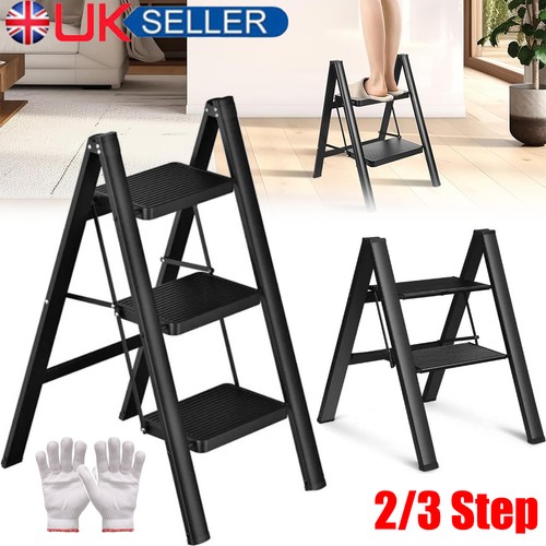 Portable Step Ladder Lightweight Folding Step Stool w/Anti Slip Tread ...