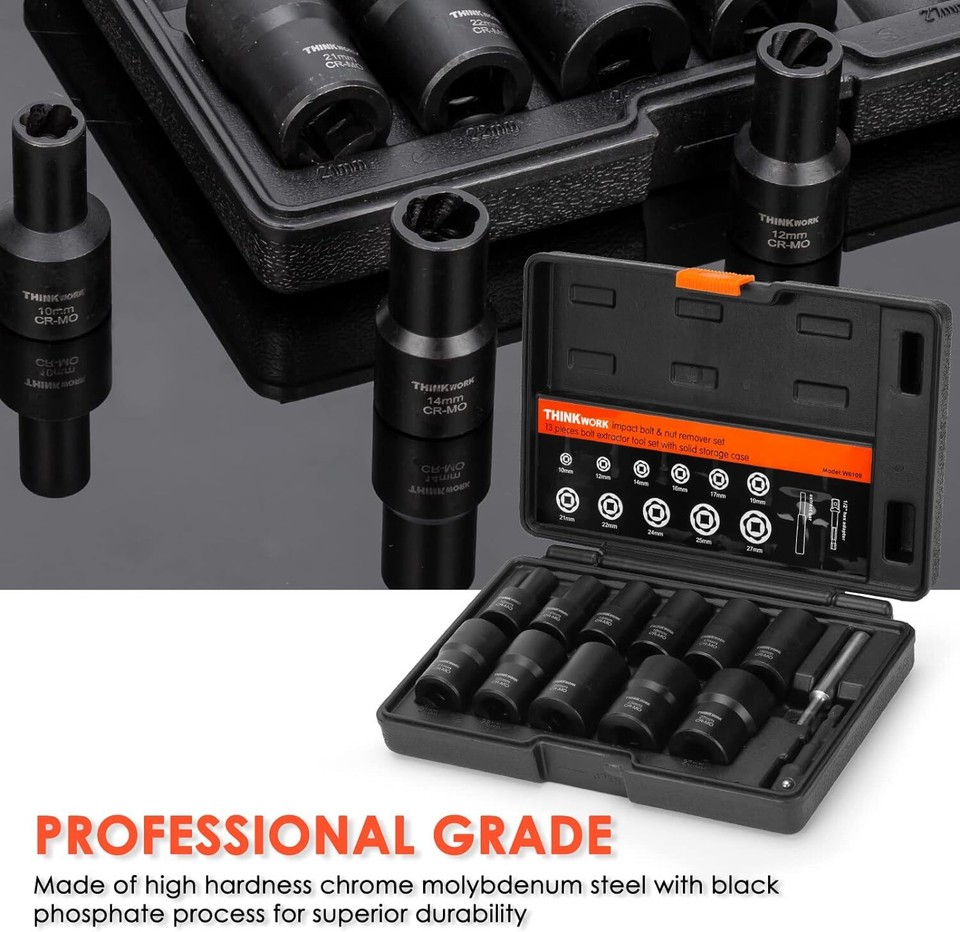 Lug Nut Remover, 13 Pieces Wheel Lock Removal Kit for Removing Stripped ...